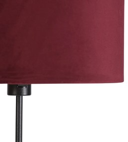 Stojací lampa černá se sametovým odstínem červená se zlatem 35 cm - Parte