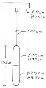 creative cables Závěsná lampa s textilním kabelem, objímkou e14 p-light s kovovými detaily Barva: Černá