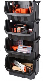 Prosperplast Dílenský úložný box se zkosenou hranou HEAVY DUTY, černý, 40 × 29 × 28 cm, M