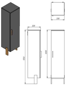 Kingsbath Manhy Black 120 nízká koupelnová skříňka