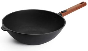 Woll Nepřilnavá wok pánev Eco Logic QXR s dřevěnou odnímatelnou rukojetí, 30 cm 11030WLCI-Q