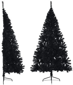 344678 vidaXL Umělý poloviční vánoční stromek se stojanem černý 210 cm PVC