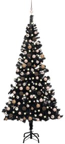 Umělý vánoční stromek s LED a sadou koulí černý 210 cm PVC,  3077591 HangarStore.cz