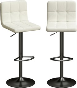 HOMCOM set 2 barových židlí s nastavitelnou výškou a opěrkou nohou, z PU kůže a oceli, 39,5x44x88-110 cm, krémová