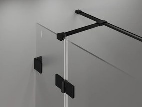 Mexen Lunar T, sklápěcí sprchový kout levý 110 x 80 cm, 8mm čiré sklo, černý profil, 834T-110-080-70-00-L
