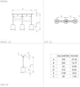 Eglo 900426 - Lustr na lanku BOLIVIA 3xE27/40W/230V