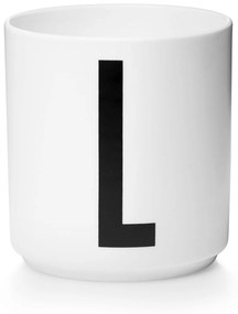 DESIGN LETTERS Porcelánový hrneček/dózička Letters 300 ml V, černá barva, bílá barva, porcelán