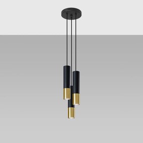 Sollux Lighting Závěsné svítidlo LOOPEZ 3P černé/zlaté