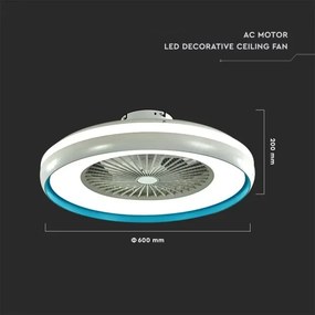 LED Stropní svítidlo s ventilátorem LED/45W/230V 3000/4000/6500K modrá