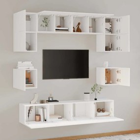 8dílný set TV skříněk bílý kompozitní dřevo 3114406