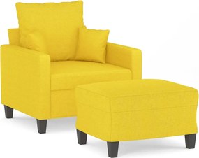 Křeslo s podnožkou světle žluté 60 cm textil 3201086