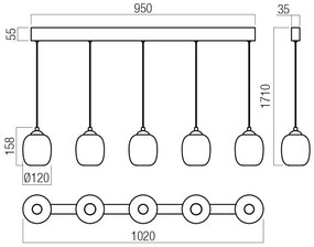 Světla a lustry REDO GROUP LED lustr nad stůl Redo Khadi 01-3490/26W/3000K/kouřové sklo