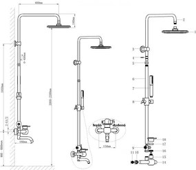 Waterfall Designová sprcha Sole s hrdlem olejem gumovaný bronz