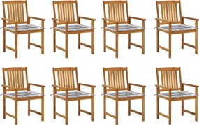 vidaXL Zahradní židle s poduškami 8 ks masivní akáciové dřevo [3078172] Barva: Vzor šedá kostka