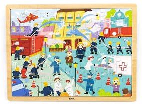 Dřevěné puzzle 48 dílků Viga Hasiči Multicolor