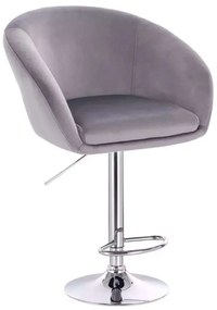 LuxuryForm DESIGN Barová židle VENICE VELUR na stříbrné kulaté podstavě - světle šedá