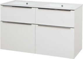 Mereo Mereo, Mailo, koupelnová skříňka s keramickým umyvadlem 121 cm, bílá, dub, antracit, CN513