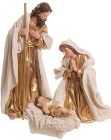 Krémově zlatá vánoční dekorace Svatá rodina 30cm
