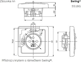 ABB Swing (L) zásuvka krémová 5518G-A02359 C1 s clonkami