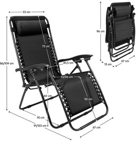 Kondela Zahradní polohovací křeslo, černá, GERALD NEW