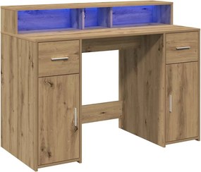 Psací stůl s LED dub artisan 120 x 55 x 91 cm kompozitní dřevo 3309419