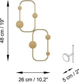 Nástěnný kovový věšák Ladybug 26 cm zlatý