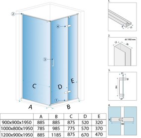 Rea Bruno, sprchový kout s křídlovými dveřmi 100(dveře) x 80(stěna), 6mm čiré sklo, měděná matná, REA-K3603