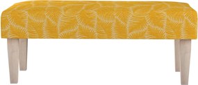 Dlouhá lavička 100x40cm barva žlutá látka pletený vzor, vzorované