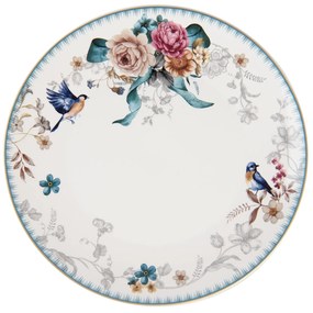 Jídelní talíř s motivem květin a ptáčka Pivoine - Ø 26*2 cm