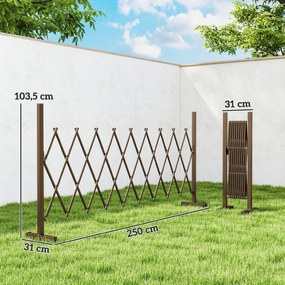 Outsunny Sklopná a Roztahovací Bezpečnostní Brána 250D x 31Š x 104V cm Hliník Metal Čokoládová