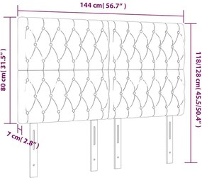 Čelo postele s LED černé 144x7x118/128 cm textil 3122760