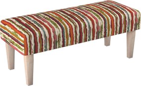 Dlouhá lavička 100x40cm barva vícebarevná látka pletený vzor, vzorované