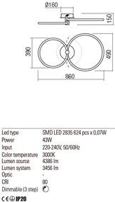 Redo Stropní LED svítidlo Spell, 2 kruhy, ø86cm Barva: Bílá