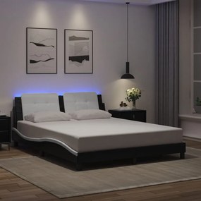 Rám postele s LED bez matrace Zadar černý a bílý 160x200 cm 3214122