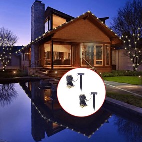 Led Solární Světelné Řetězy 2 Ks Teplé Bílé Světlo