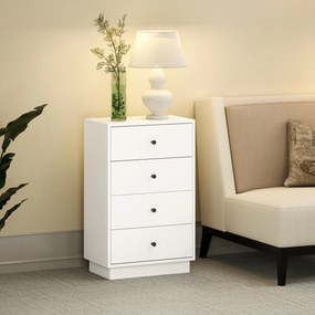 HOMCOM Úzká komoda se 4 šuplíky - Moderní dresser do ložnice 47x29x75 cm Bílá