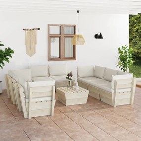 vidaXL 9dílná zahradní sedací souprava z palet + podušky smrkové dřevo [3063651] Barva: Šedá