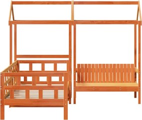 Válenda a lavice se střechou voskově hnědá 80 x 200 cm borovice 3282248