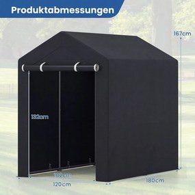 Costway Garážový stan kůlny na nářadí s rolovacími dvířky na zip a 6 kovovými