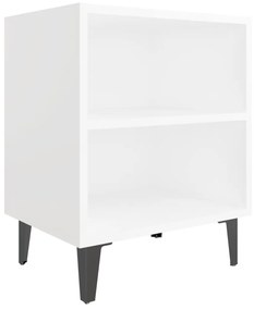 Noční stolek s kovovými nohami bílý 40 x 30 x 50 cm - Default Title
