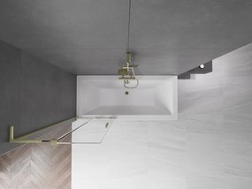 Mexen Velar L, 2-křídlová posuvná vanová zástěna 75 x 150 cm, 8mm čiré sklo, zlatý matný profil, 896-075-003-01-55