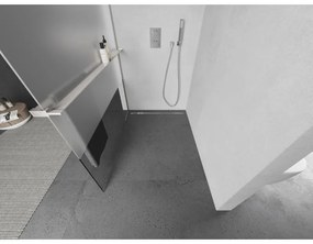 Mexen Kioto+ L, sprchová zástěna Walk-In s poličkou a věšákem 120 x 200 cm, 8mm čiré sklo-námraza, broušená ocel profil, 800-120-123-97-35