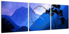 Obraz - Noční nebe v Nepálu (s hodinami) (90x30 cm)