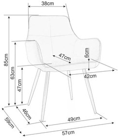 Jídelní židle Viona Velvet, šedá