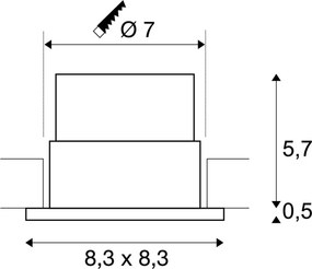LA 114450 PATTA-F zápustná stropní čtvercová černá 230V/500mA 9W 38° IP65 3000K - BIG WHITE (SLV)