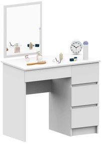 Kosmetický stolek se zrcadlem T-6 90x50 cm bílý pravý