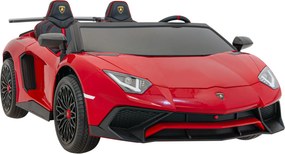 Ramiz Elektrické autíčko Lamborghini Aventador SV pro 2 děti červené + dálkové ovládání 2,4 GHz + EVA pěna + LED audio