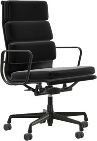 Výprodej Vitra designové kancelářská židle Soft Pad Chair EA 219, konstrukce černá(12), kůže Leather(NERO)/záda látka Plano (NE