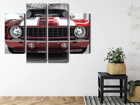 Vícedílný obraz Červené Svalové Auto V Garáži Nedostatek Nedostatek Přírodní plátno 200x150