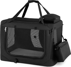 Costway Přepravka pro psy Skládací přenosný přepravní box pro psy se – černý